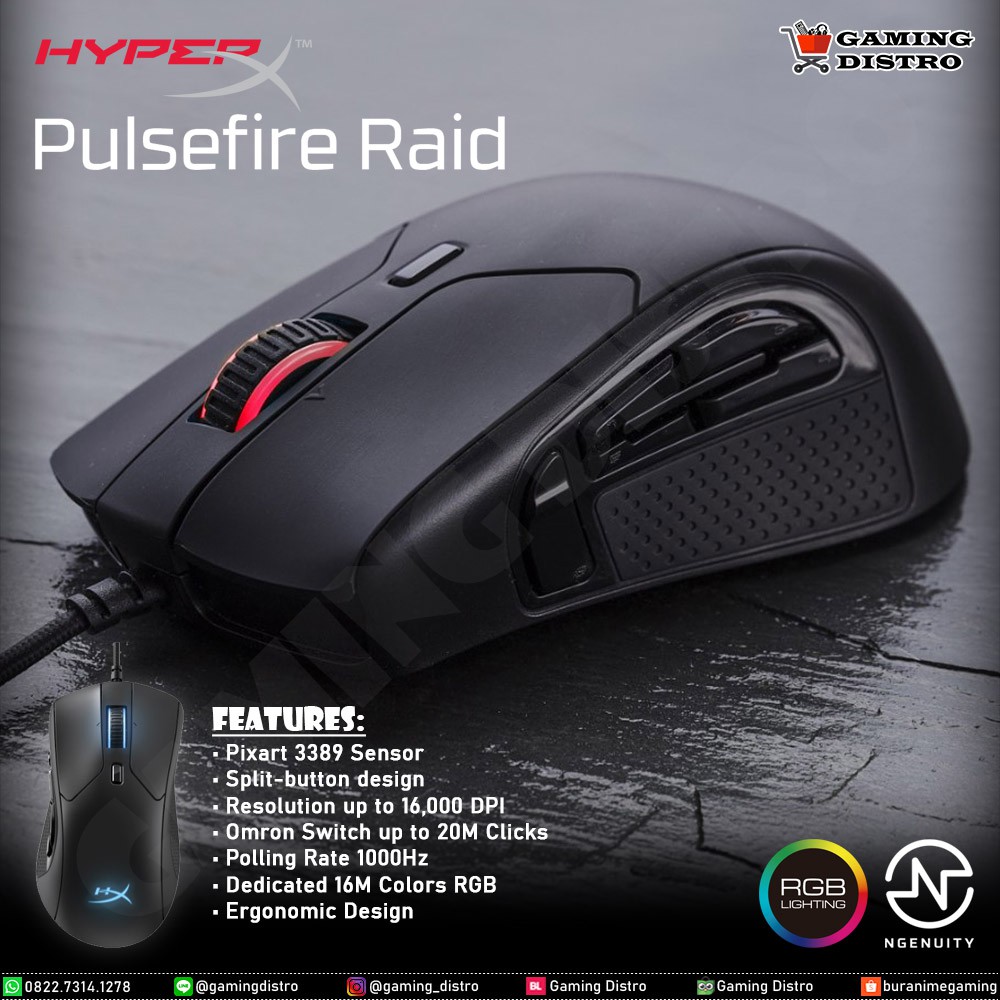 Jual Mouse Gaming HyperX Pulsefire Raid RGB - HyperX Pulsefire Raid RGB ...