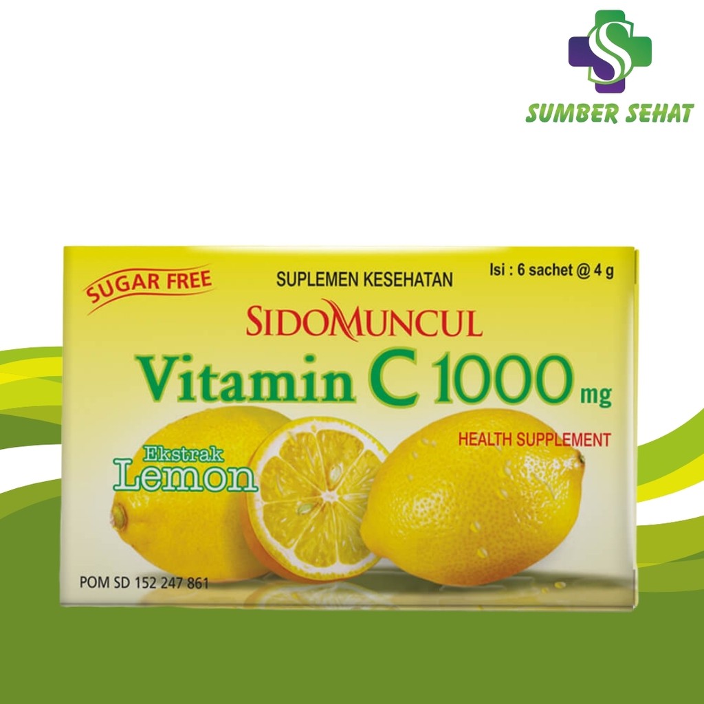 Jual VITAMIN C 1000 MG SIDOMUNCUL EXTRAK LEMON PAK ISI 6 SACHET | Shopee Indonesia