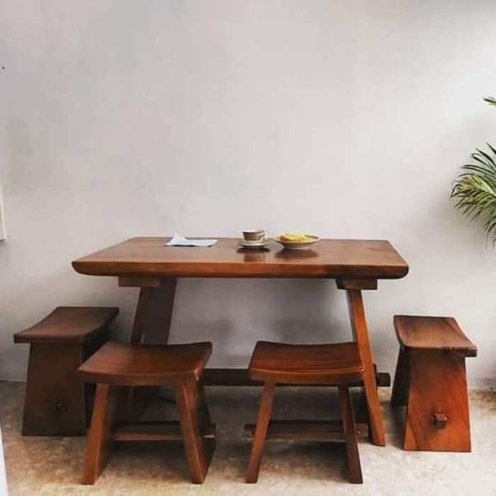 Jual Meja Makan Minimalis Set Kayu Trembesi/ Kayu Meh/ Kayu Suar ...