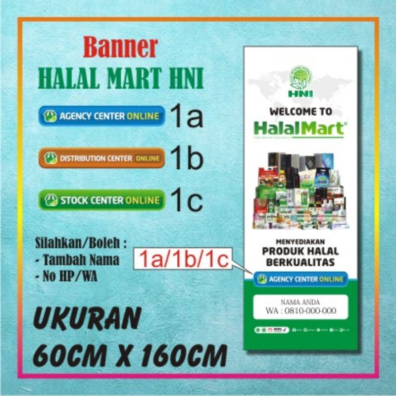 Jual SPANDUK BANNER HNI HALAL MART UKURAN 0,6M x 1,6m | Shopee Indonesia