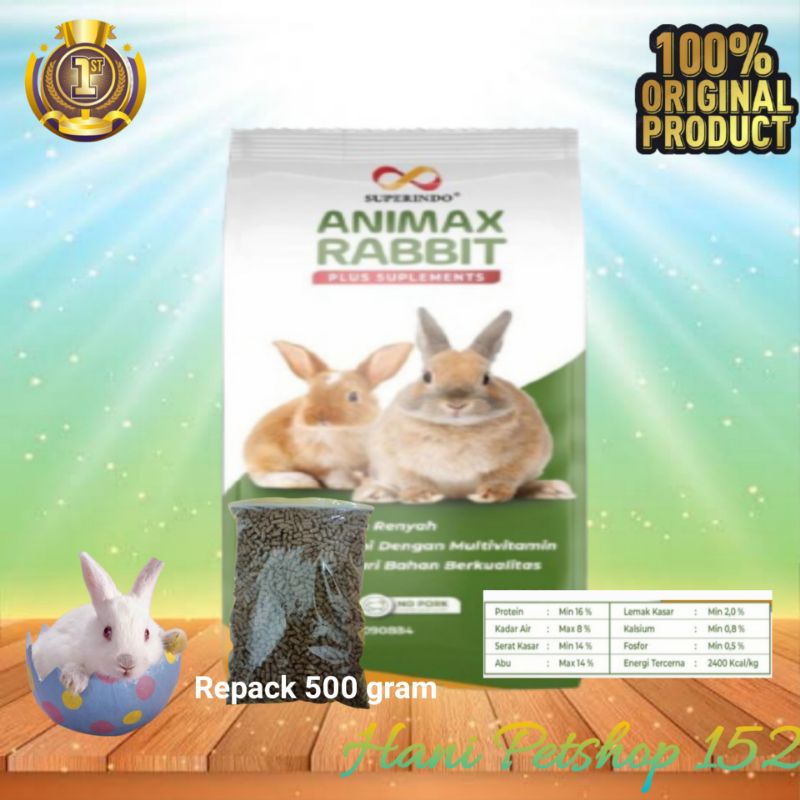 Jual PELET / MAKANAN ANIMAX RABBIT REPACK 500 GRAM | Shopee Indonesia