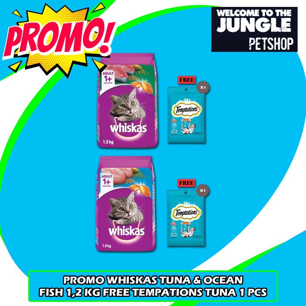 Jual Whiskas Adult Ocean Fish & Tuna 1,2KG FREE Temptations Tuna ...