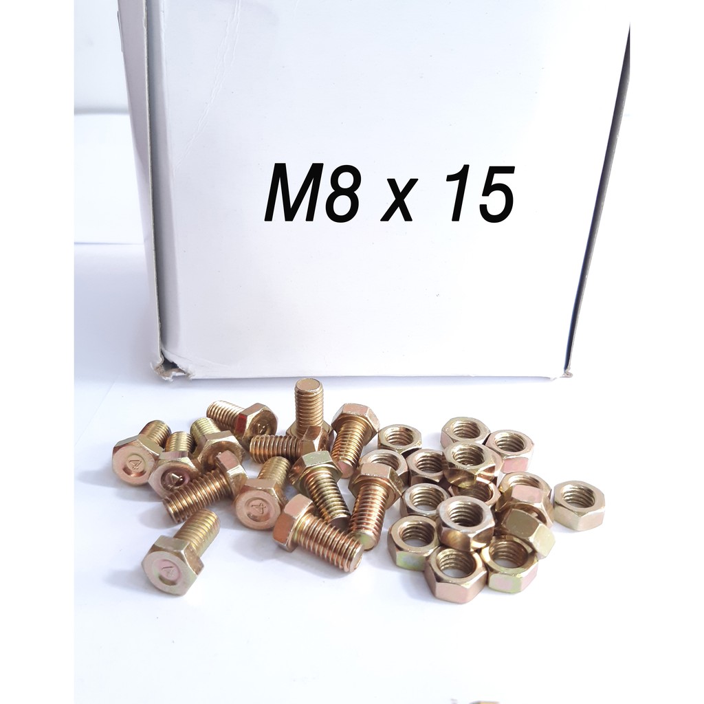 Jual Mur Baut Kuning Besi Siku Lubang M8x15 (per 10pcs) | Shopee Indonesia