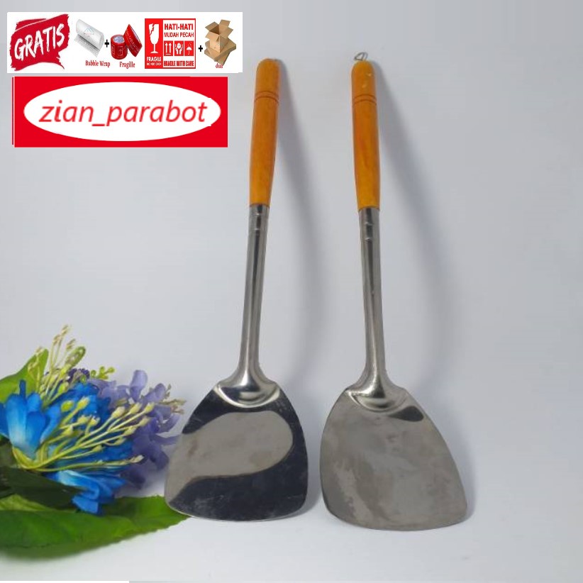 Jual SPATULA SODET STAINLESS SUSRUK GAGANG KAYU | Shopee Indonesia