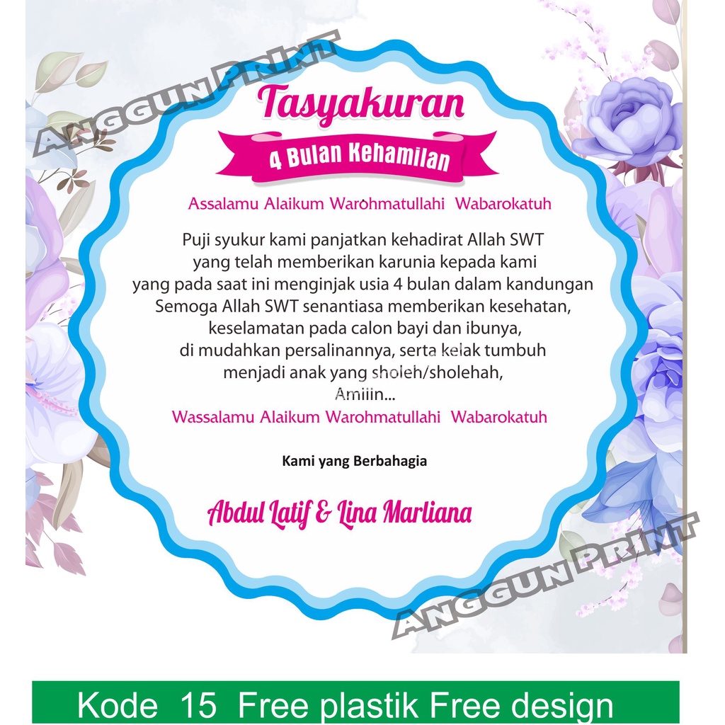 Jual Samir Berkat / Kartu Ucapan Kehamilan 4 Bulanan / Mapati - 7 ...