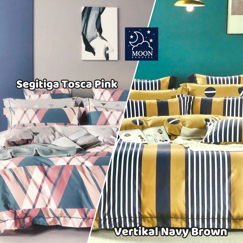 Jual moon kain sprei meteran katun jepang garis vertikal salur modern ...