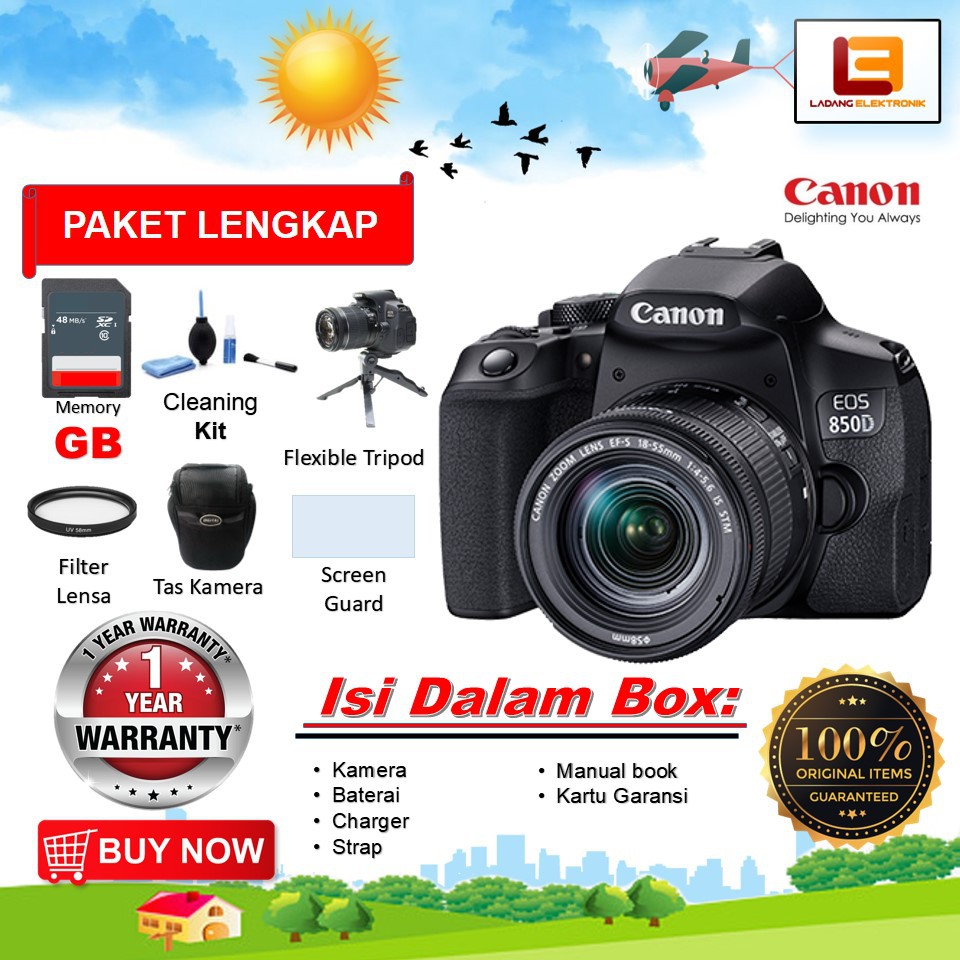 Jual Canon EOS 850D Kit EF-S 18-55mm f4-5.6 IS STM DSLR Camera | Shopee ...