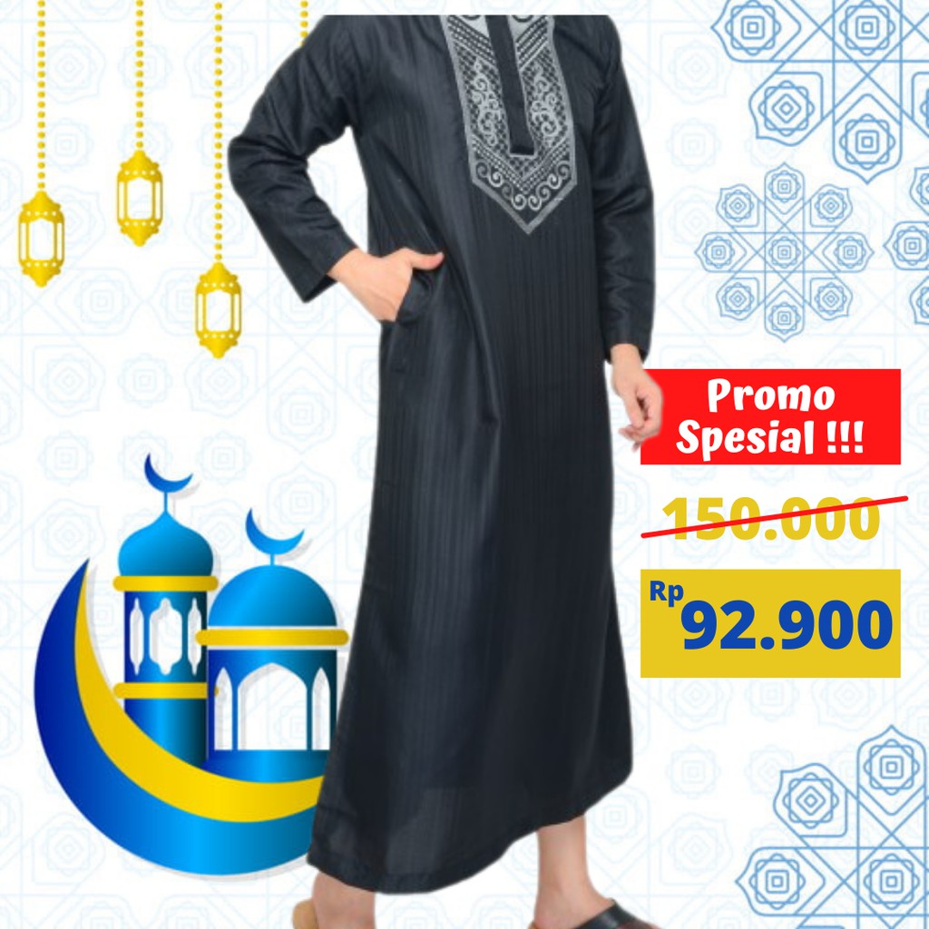 Jual Baju Jubah Gamis Cowok Gamis Pria Dewasa Jubah Hitam Gamis Pria ...