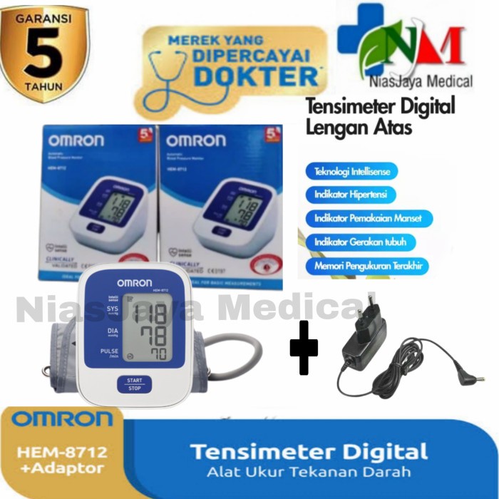 Jual tensimeter digital omron 8712/Tensimeter Omron Hem 8712+Adaptor ...