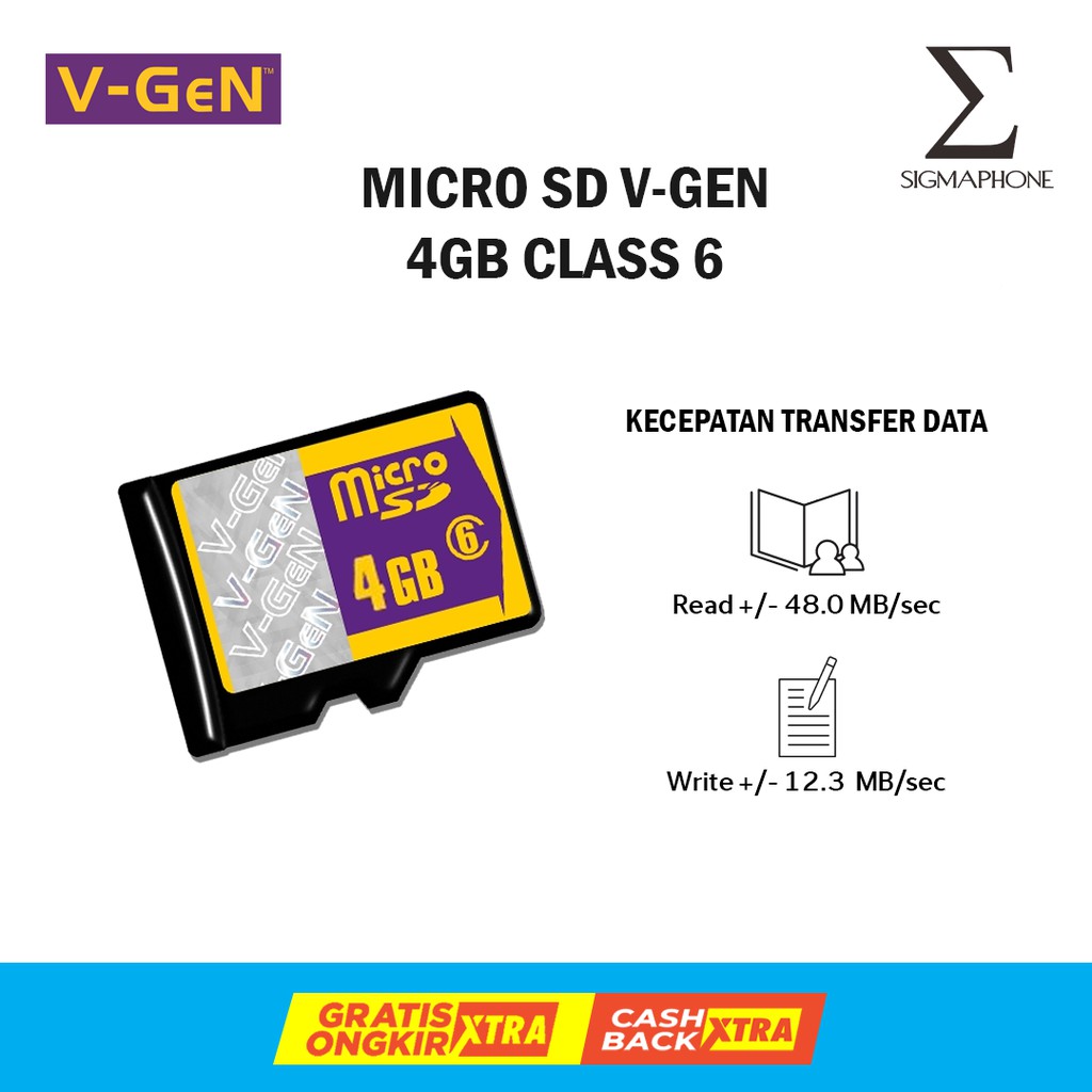 Jual MEMORY V GEN 4GB CLASS 6 MEMORI V-GEN 4GB CLASS 6 MICRO SD MMC ...