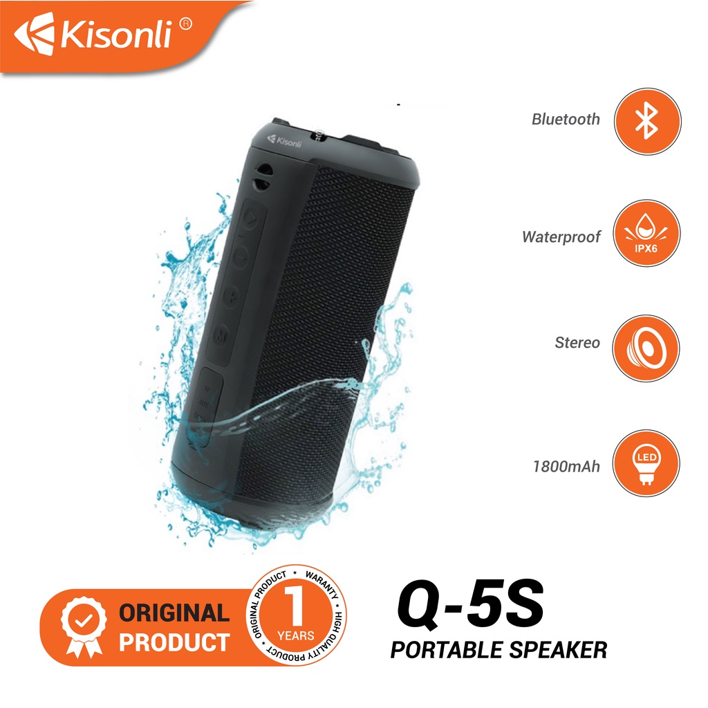 Jual KISONLI Speaker Bluetooth Portable Q5S Dual Bass Support FM Radio ...