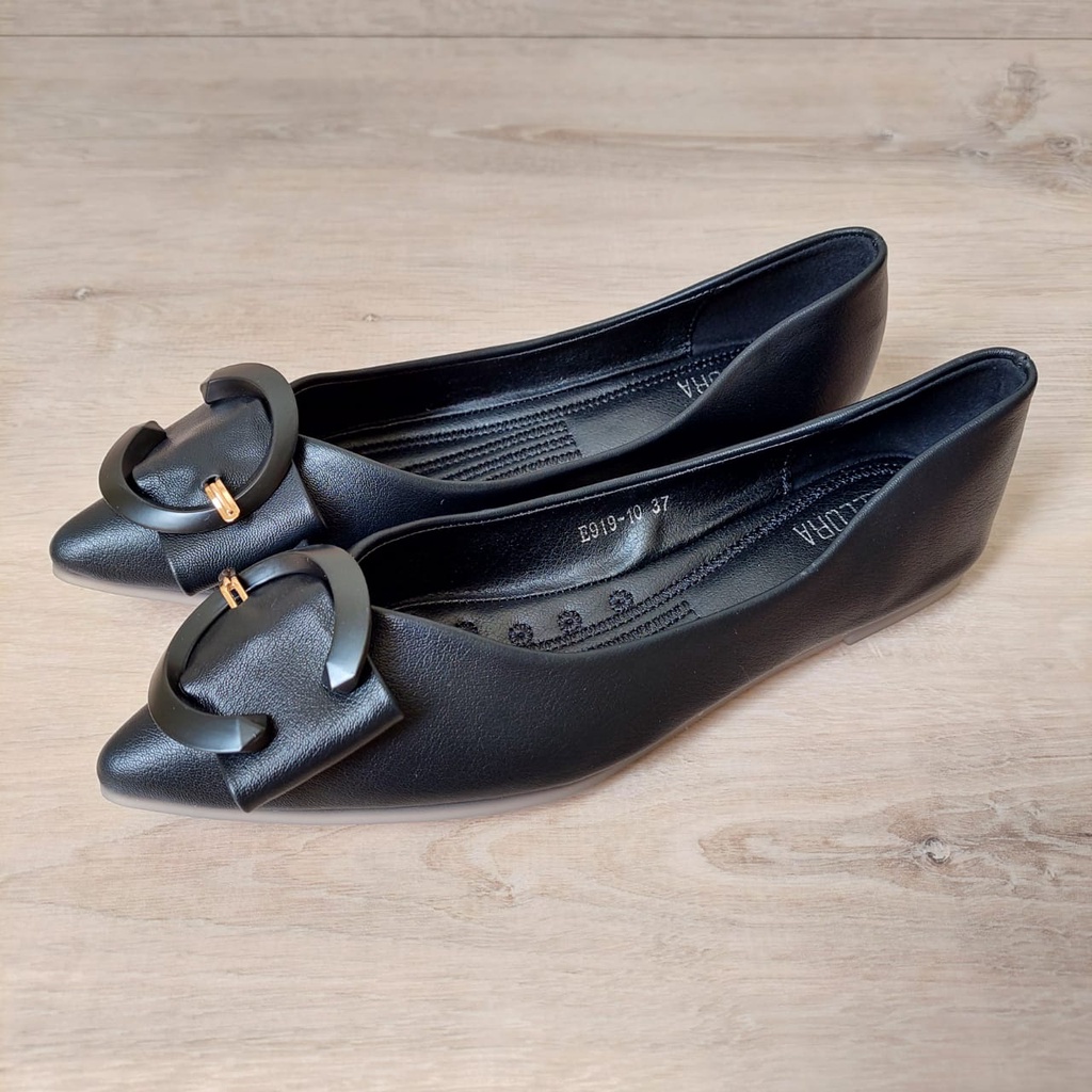 Jual ELLORA E919-10 Sepatu Wanita Kerja Flat Shoes Import | Shopee ...