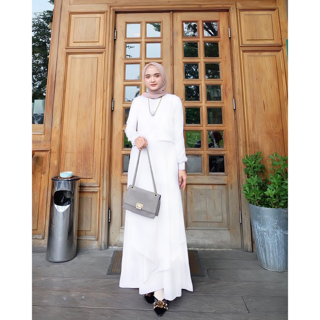 Jual Dress Muslim Erica Putih | Shopee Indonesia