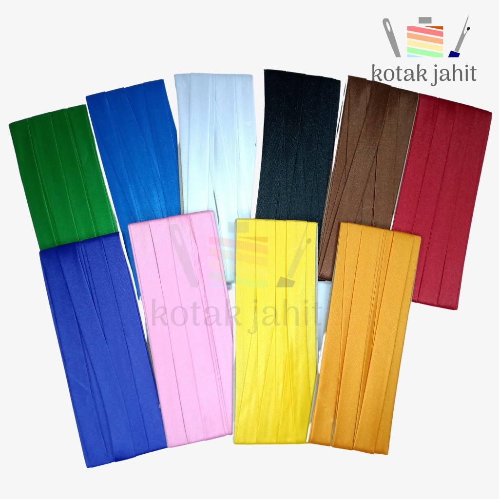 Jual bisban satin polos per roll panjang 3 yard 2.7 meter pita bias ...