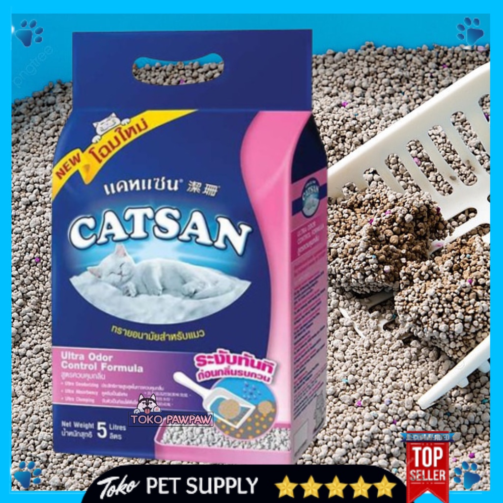 Jual Pasir Kucing Gumpal Wangi Catsan 5L Liter Litter Cat Sand | Shopee ...