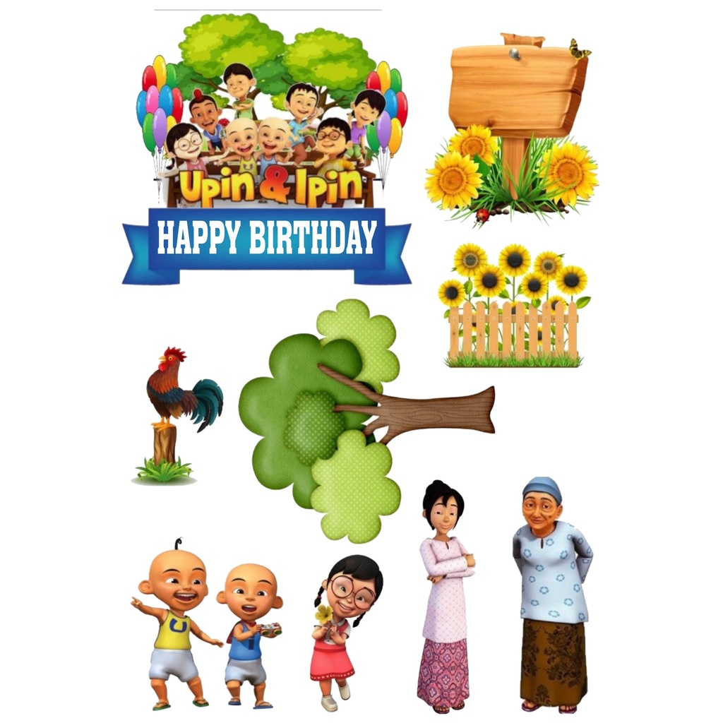 Jual CETAK TOPPER CAKE ULANG TAHUN / HIASAN KUE UPIN IPIN LABELLE JAYA ...