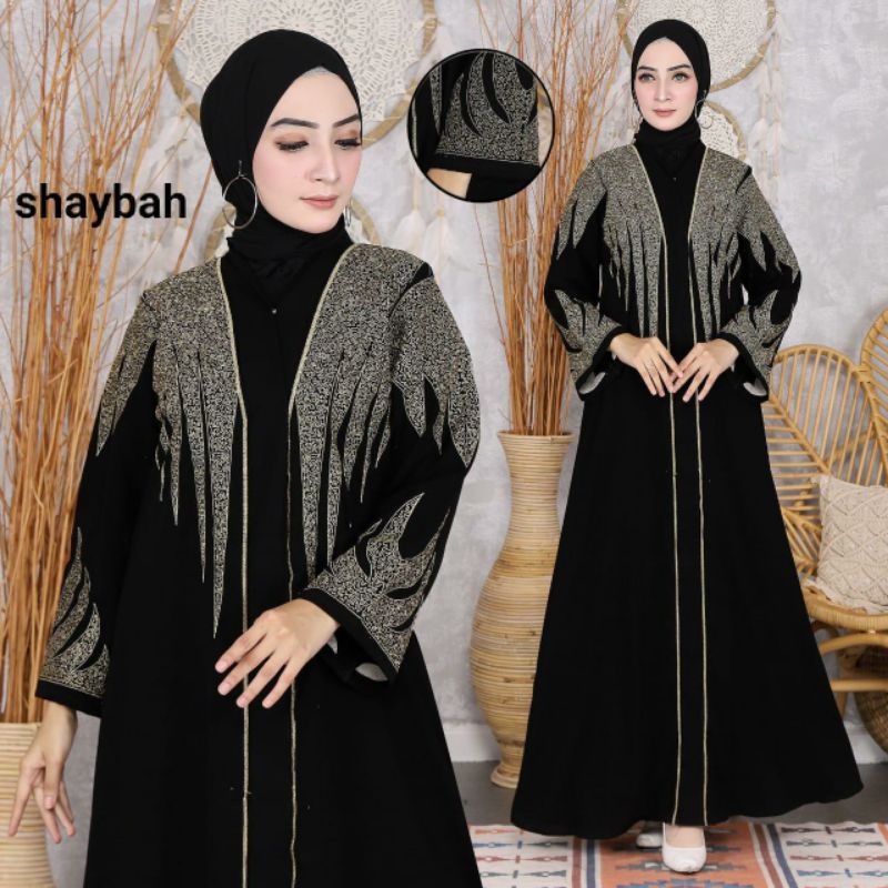Jual Abaya Bordir Gamis arab Hitam Abaya hitam turkey bordir | Shopee ...