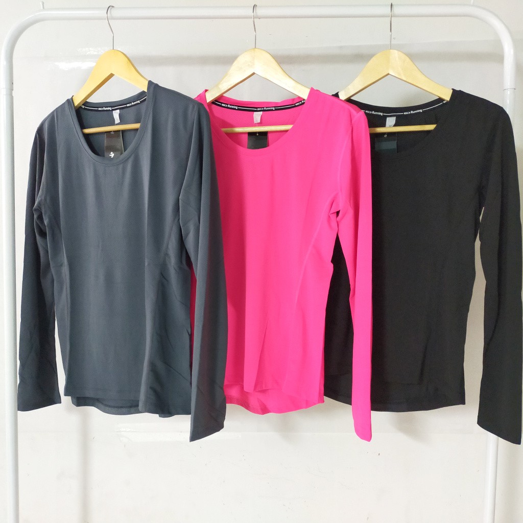 Jual [COD ] KAOS OLAHRAGA WANITA BAHAN POLYESTER BAJU SPORT LENGAN ...