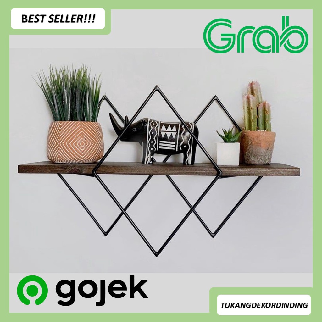 Jual RAK DINDING BESI DEKORASI DINDING MINIMALIS DIAMOND / RAK DINDING ...