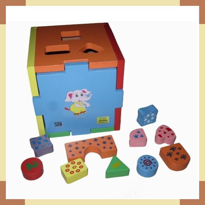 Jual Kotak 10 Bentuk - Mainan Edukasi Geometri Edukatif Kubus Kayu ...