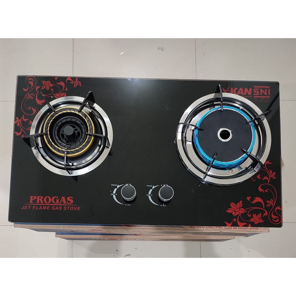 Jual Progas kompor gas 2 tungku infra red , Mix Bara, tanam kaca anti ...