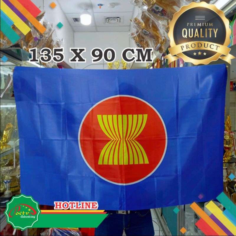 Jual Bendera Logo Asean 135 x 90 cm bahan saten | Shopee Indonesia