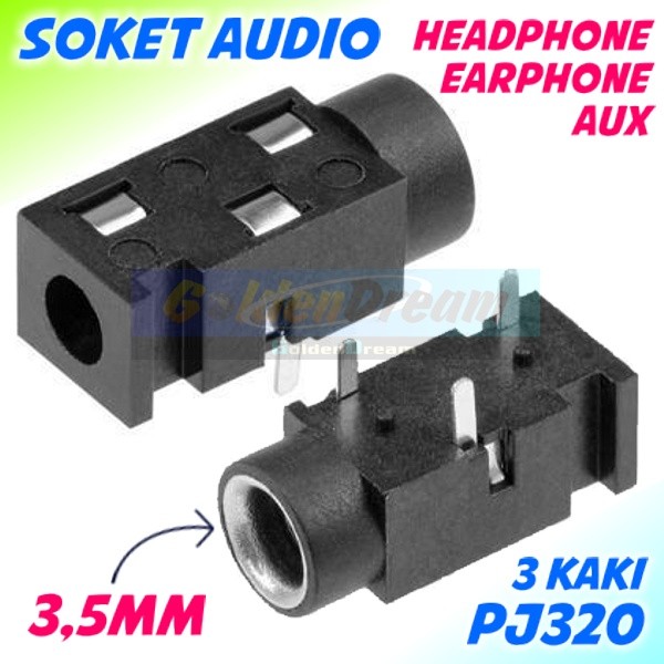 Jual PJ320 Soket Audio 3.5mm 3 Pin Ear Head Phone Plug Aux Socket ...