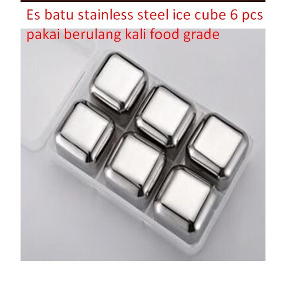 Jual Es batu stainless steel ice cube 6 pcs pakai berulang kali food ...
