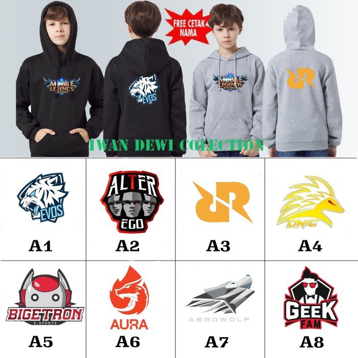 Jual Jaket sweater hoodie switer Mobile legend ML evos req onic ae anak ...