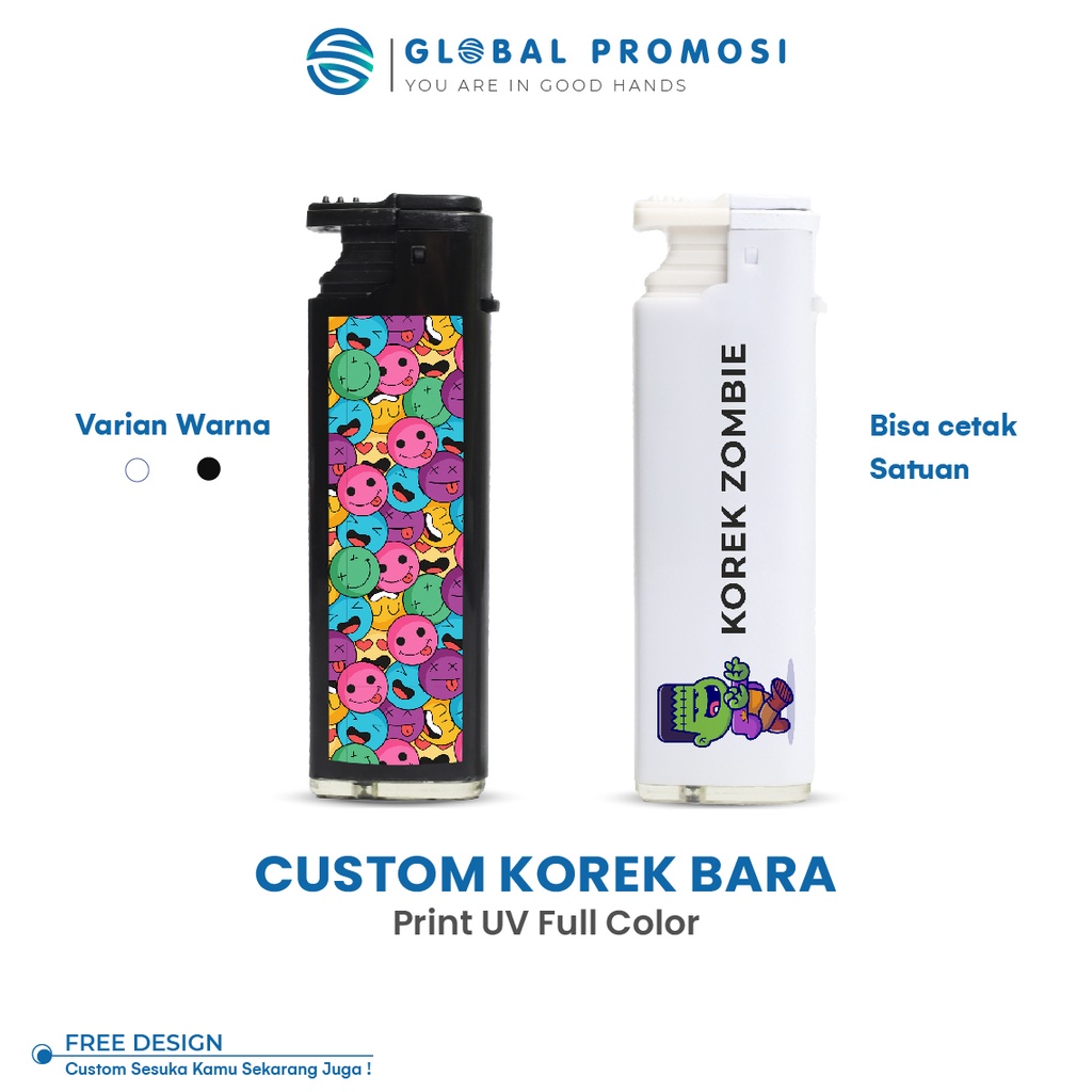 Jual Custom Korek Api Gas Bara Promosi/Souvenir Print UV Full Warna ...
