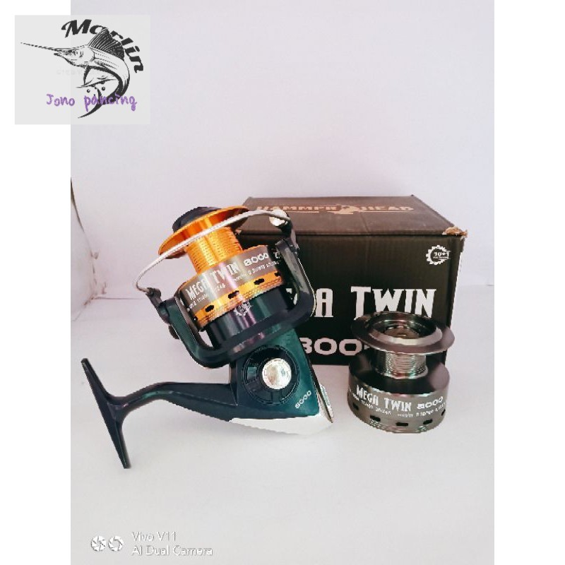 Jual Reel hammer head mega twin 8000 max drag 10kg | Shopee Indonesia