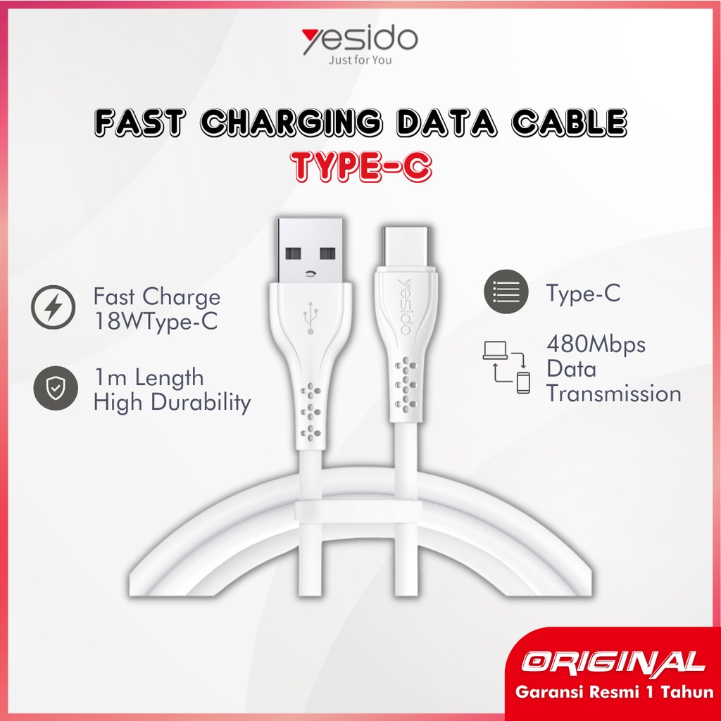 Jual YESIDO Kabel Data Fast Charging Type-C / Lightning / Micro USB 1 ...