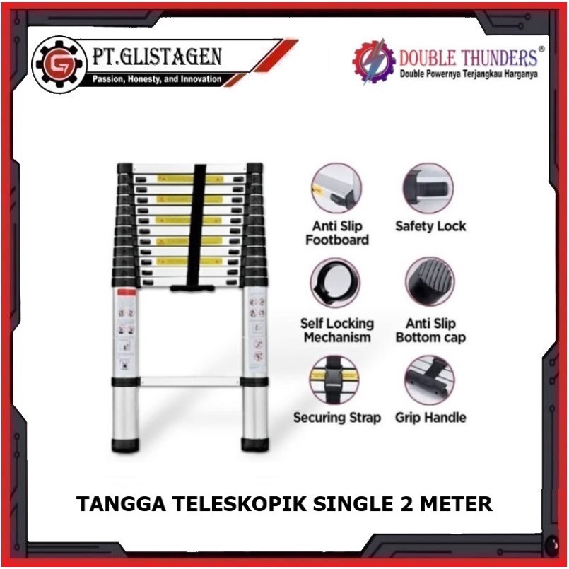 Jual Tangga Lipat Aluminium Teleskopik 2M Single Telescopic Ladder 2 ...