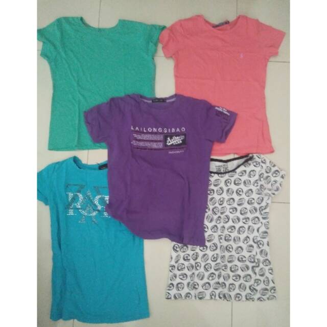 Jual Obral 10 rb dapat 5 pcs baju kaos wanita bekas pakai dan masih ...