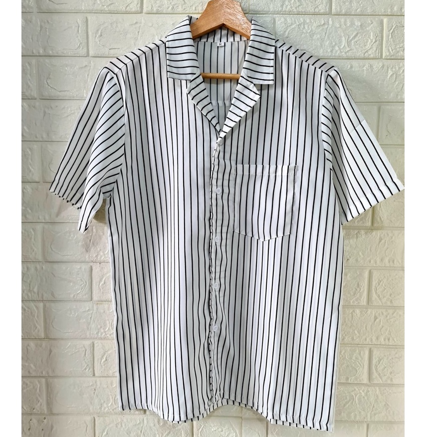 Jual Kemeja Pendek Oversize Open Collar Ala Korea, Kemeja Pendek Basic ...