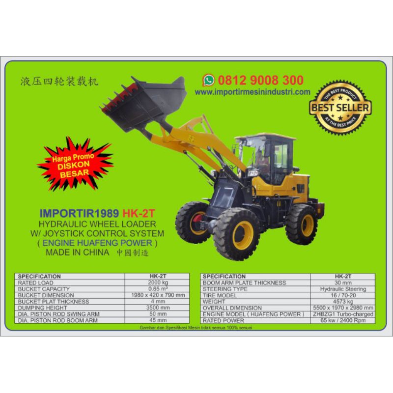Jual Alat Berat Loder 2 Ton 0.65 m3 Hydraulic Wheel Loader w/ Joystick ...