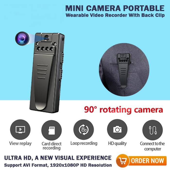 Jual Mini Camera Portable Wearable Video Recorder With Back Clip ...