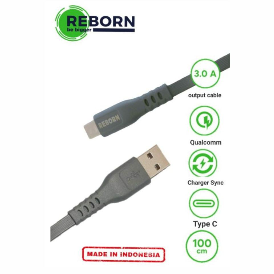 Jual Kabel Data Reborn Quick Charge 3.0 Type C Panjang 1 Meter | Shopee ...