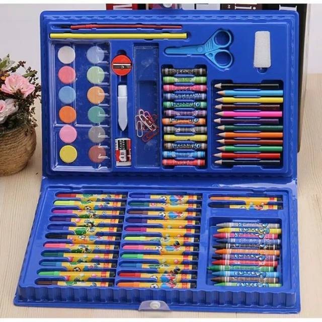 Jual CRAYON 86PCS KRAYON SET PAINTING SET alat mewarnai - Biru | Shopee ...
