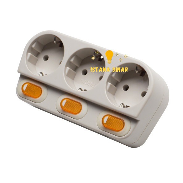 Jual Steker Stop Kontak Arde 1 2 3 Lubang Uticon S138SW Saklar ...