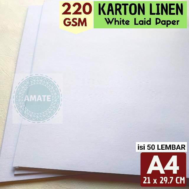 Jual (50 Lembar) Kertas/Karton Linen Laid Jepang Putih 220g A4 | Shopee ...