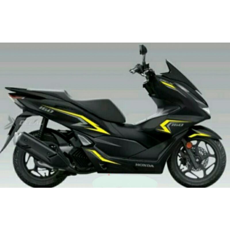 Jual Decal Sticker PCX 160 Full Body Hitam Lis Kuning Simple | Shopee ...
