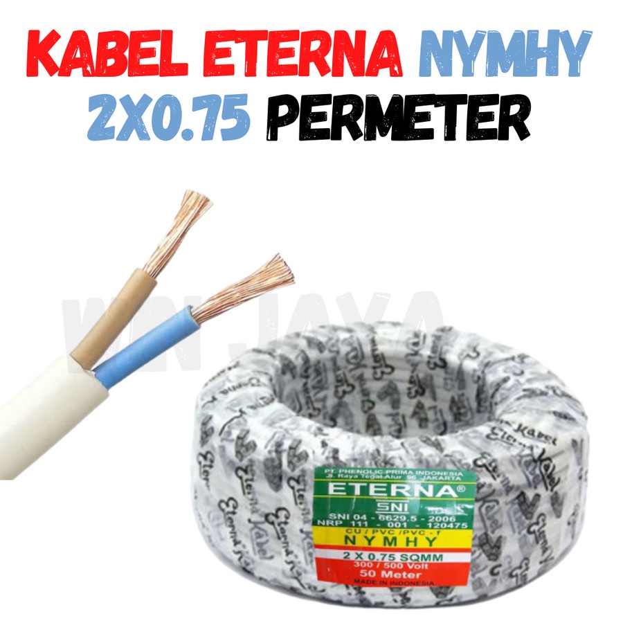 Jual KABEL ETERNA NYMHY 2X0.75 SERABUT METERAN KABEL LISTRIK PERMETER | Shopee Indonesia