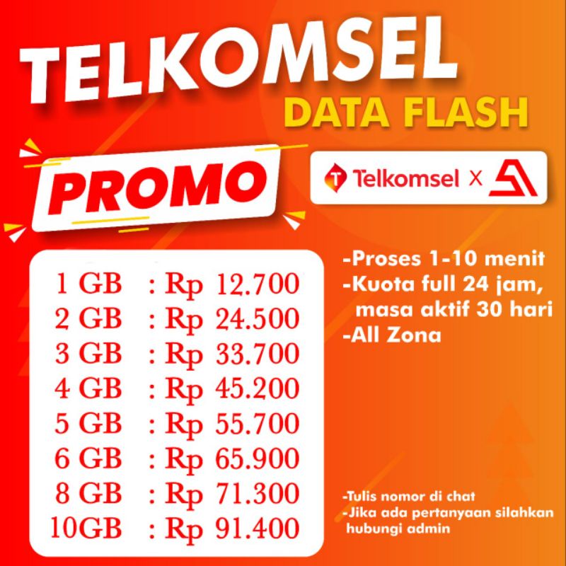 Jual PAKET DATA FLASH / DENOM TELKOMSEL PROMO | FULL 24 JAM | 30 HARI ...