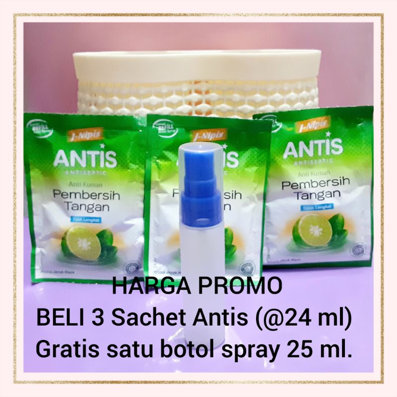 Jual Antis Sachet 24 ml x 3 (Free 1 Botol Spray 25ml) | Shopee Indonesia