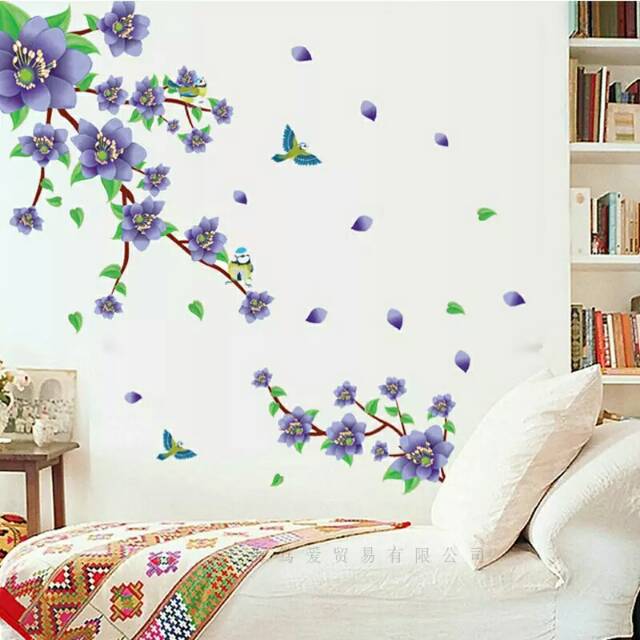 Jual RELIZA Wall Sticker / Stiker Dinding BUNGA SAKURA UNGU FLOWERS ...