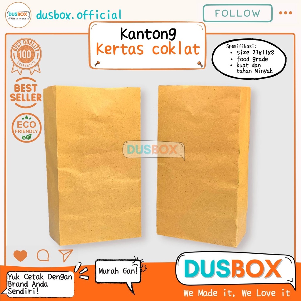 Jual Paper Bag Coklat 23x13x8 / Kantong Kertas Coklat / kantong kertas ...