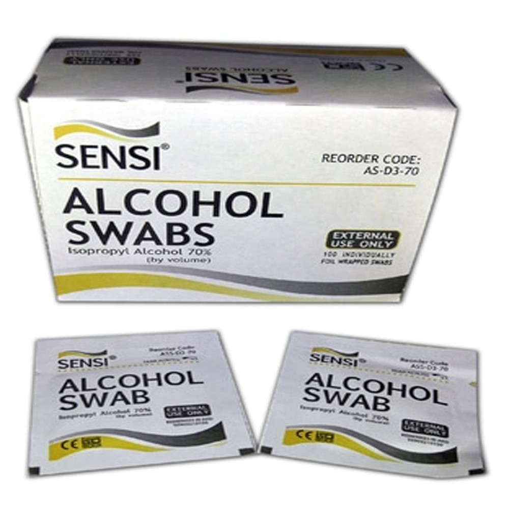 Jual SENSI Alcohol SWAB 100 sachets / Tissue basah Alkohol Swabs ...