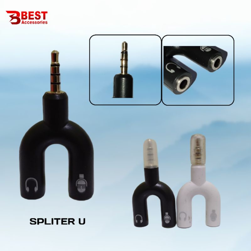 Jual Audio Splitter U Shape 2in1 Jack 3.5mm to Dual Female Headset ...