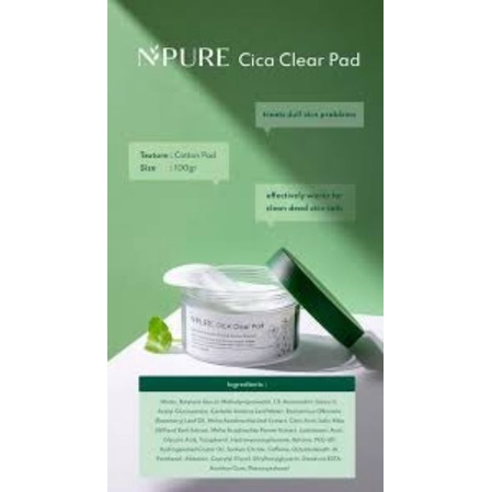 Jual NPURE CICA CLEAR PAD 100ML ISI 30 PADS (EXP JUNI 2025) | Shopee ...